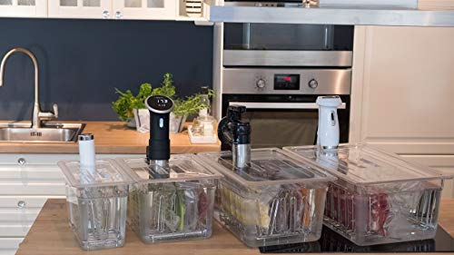 LIPAVI Sous Vide Container Model C5 – 1.75 Gallon, 12.7 X 7 Inch, Height 8 Inch. Strong, Clear Polycarbonate. NOT INCLUDED: Matching L5 rack and lids for virtually any Sous Vide machine.