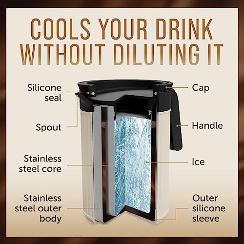 Maplefield Coldsnap Carafe Rapid Beverage Chiller 12.5 oz - Iced Coffee in 60 seconds - Instant Drink Cooler for Coffee, Tea & Cocktails - All-in-one Insulated Iced Coffee Maker and Carafe