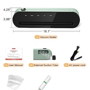 CROWNFUL Automatic Vacuum Sealer Machine, Dry & Moist Food Sealer with Built-in External Suction Tube & Cutter, Removable Drip Tray, 5 in 1 LED Touch Screen Air Sealer Machine with Vacuum Seal Bags/Roll (ETL Certified)