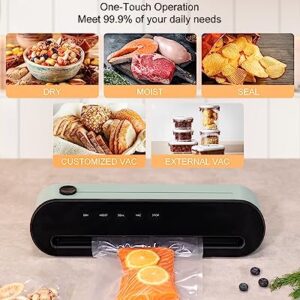 CROWNFUL Automatic Vacuum Sealer Machine, Dry & Moist Food Sealer with Built-in External Suction Tube & Cutter, Removable Drip Tray, 5 in 1 LED Touch Screen Air Sealer Machine with Vacuum Seal Bags/Roll (ETL Certified)