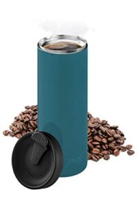 bobble french coffee presse, on-the-go use, quick brew, slim design, triple wall insulation, 14 oz (peacock)