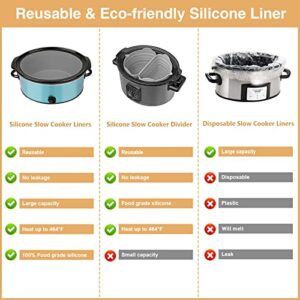 Silicone Slow Cooker Liners Fit 7-8 QT Oval Slow Cooker Crock Pot, Food Grade Silicone Crock Pot Liners Reusable & Leakproof Dishwasher Safe Crockpot Liner