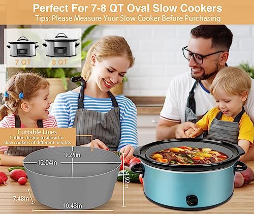 Silicone Slow Cooker Liners Fit 7-8 QT Oval Slow Cooker Crock Pot, Food Grade Silicone Crock Pot Liners Reusable & Leakproof Dishwasher Safe Crockpot Liner