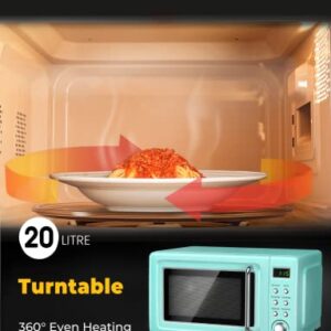 Retro Microwave Oven, SIMOE Small Countertop Microwave 0.7 cu. ft. 700W with 8 Preset Cooking Options (Mint Green)