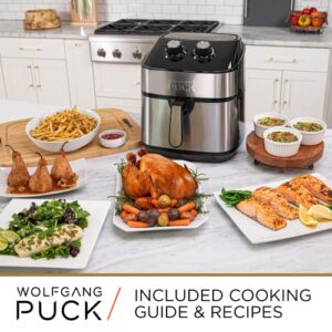 Wolfgang Puck 9.7QT Stainless Steel Air Fryer, Large Single Basket Design, Simple Dial Controls, Nonstick Interior, Includes Cooking Guide & Recipes