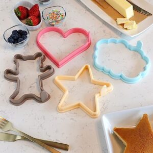 STIRLEX Silicone Pancake Molds for Heart, Star, Teddy Bear, Cloud Shape Pancakes, Set of 4, Premium Nonstick Pancake Shaper for Kids, Pancake Maker Mold for Griddle