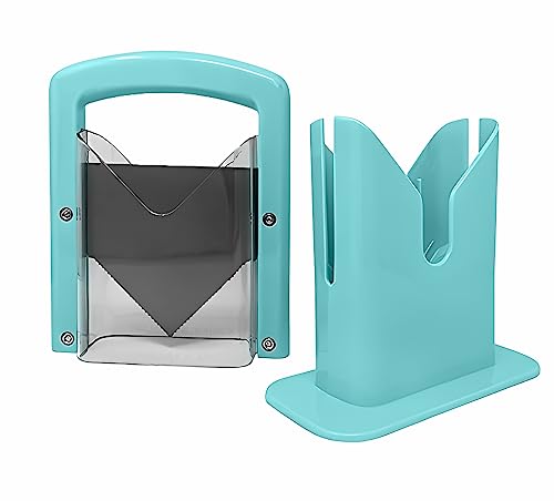 Bagel Slicer, Safety Handle, Bagel Cutter Stainless Steel (Aqua Sky)