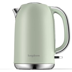 electric tea kettle, longdeem 1.7l stainless steel water boiler & heater, 1500 watts for fast boiling, auto-shutoff and boil-dry protection, cordless serving with led light, pastel green