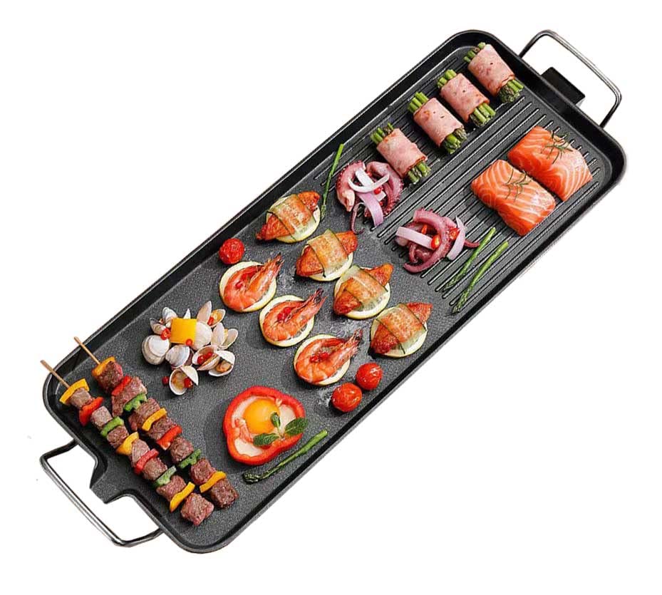 Electric Table Top Griddle. Korean Style Nonstick Grill. Indoor Raclette Yakiniku Grill Pan. Extra Large Portable. Adjustable Temperature. Campaing Indoor Outdoor (26.8 Inch)