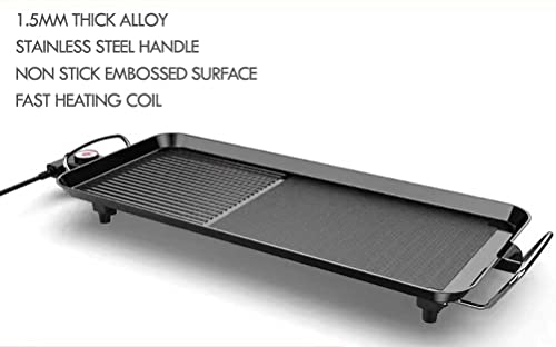 Electric Table Top Griddle. Korean Style Nonstick Grill. Indoor Raclette Yakiniku Grill Pan. Extra Large Portable. Adjustable Temperature. Campaing Indoor Outdoor (26.8 Inch)