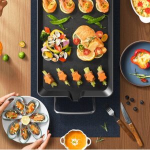 Electric Table Top Griddle. Korean Style Nonstick Grill. Indoor Raclette Yakiniku Grill Pan. Extra Large Portable. Adjustable Temperature. Campaing Indoor Outdoor (26.8 Inch)