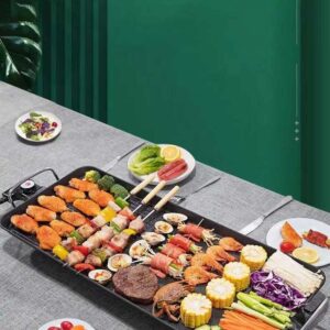 Electric Table Top Griddle. Korean Style Nonstick Grill. Indoor Raclette Yakiniku Grill Pan. Extra Large Portable. Adjustable Temperature. Campaing Indoor Outdoor (26.8 Inch)