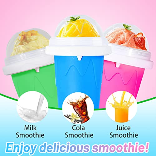 Slushie Maker Cup,Magic Quick Frozen Smoothies Cup,Portable Squeeze Cup Slushy Maker,Double Layer Squeeze Cup,DIY Homemade Smoothie Cups (Blue+Green)