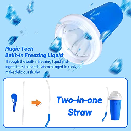 Slushie Maker Cup,Magic Quick Frozen Smoothies Cup,Portable Squeeze Cup Slushy Maker,Double Layer Squeeze Cup,DIY Homemade Smoothie Cups (Blue+Green)