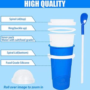 Slushie Maker Cup,Magic Quick Frozen Smoothies Cup,Portable Squeeze Cup Slushy Maker,Double Layer Squeeze Cup,DIY Homemade Smoothie Cups (Blue+Green)