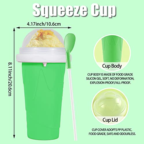 Slushie Maker Cup,Magic Quick Frozen Smoothies Cup,Portable Squeeze Cup Slushy Maker,Double Layer Squeeze Cup,DIY Homemade Smoothie Cups (Blue+Green)