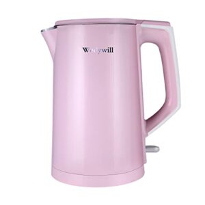 electric kettle,stainless steel hot water kettle no plastic contact and bpa-free,1.7l 1200w auto shut off & boil dry protection,fast heating,2 year warranty coffee tea pot for water boiling – pink