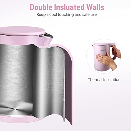 Electric Kettle,Stainless Steel Hot Water Kettle No Plastic Contact and BPA-Free,1.7L 1200W Auto Shut off & Boil Dry Protection,Fast Heating,2 Year Warranty Coffee Tea Pot for Water Boiling – Pink