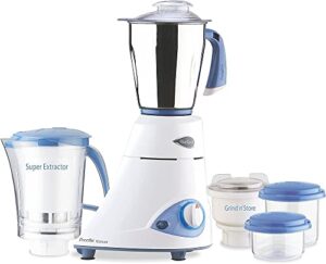 preethi blue leaf platinum 3-jar mixer grinder, 550-watt