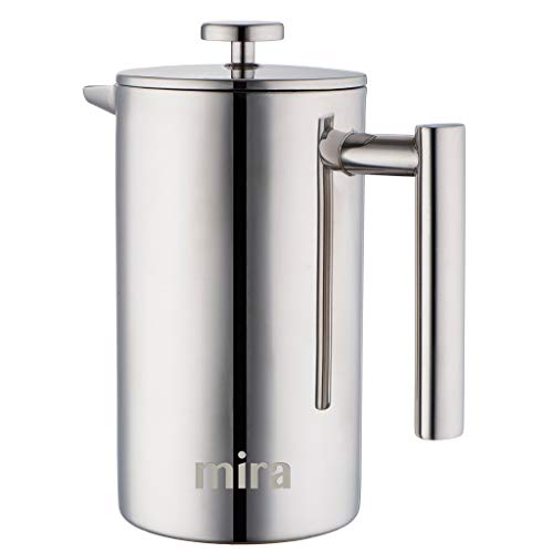 Double Wall Tea & Coffee Brewer | Stainless Steel Coffee Pot & Maker - French Press 20 oz or 600 ml Coffee Pot