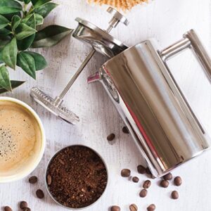 Double Wall Tea & Coffee Brewer | Stainless Steel Coffee Pot & Maker - French Press 20 oz or 600 ml Coffee Pot