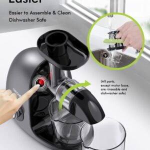 Slow Masticating Juicer Machines, SiFENE Cold Press Juicer for Fruit & Vegetable, 90% Juice Yield Maker Extractor with Soft/Hard Modes, Quiet Motor & Anti-Clog System, Easy to Clean