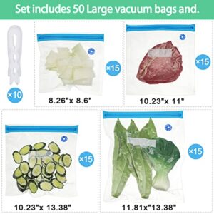 60 Pack Sous Vide Bags Vacuum Sealer Bag for Food, 4 Sizes Reusable Food Bags Vacuum Zipper Storage Bags with Air Valve Double Layers Food Storage