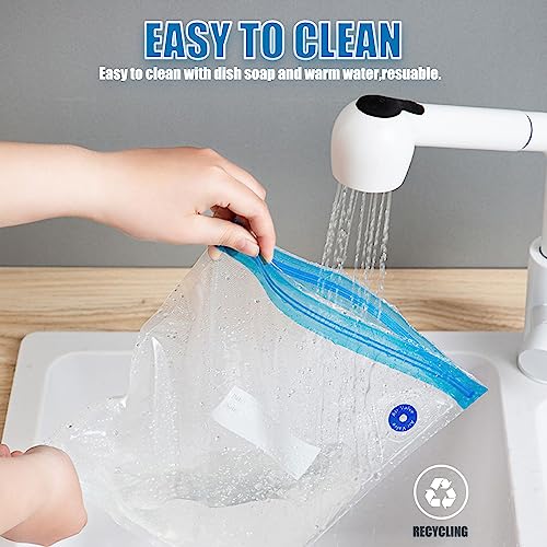 Sous Vide Bags,20pcs Reusable Vacuum Sealer Bags Kit,15 Mixed Sizes BPA Free Zipper Bags for Food,4 Sealing Clips,1 Hand Pump for Food Storage and Sous Vide Cooking