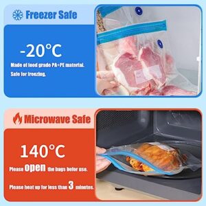 Sous Vide Bags,20pcs Reusable Vacuum Sealer Bags Kit,15 Mixed Sizes BPA Free Zipper Bags for Food,4 Sealing Clips,1 Hand Pump for Food Storage and Sous Vide Cooking