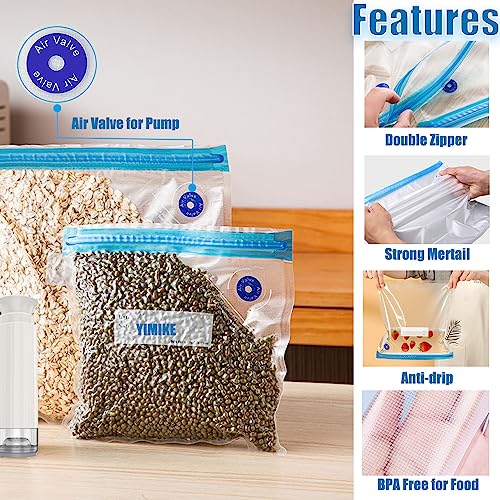 Sous Vide Bags,20pcs Reusable Vacuum Sealer Bags Kit,15 Mixed Sizes BPA Free Zipper Bags for Food,4 Sealing Clips,1 Hand Pump for Food Storage and Sous Vide Cooking