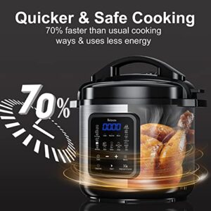 Electric Pressure Cooker: 6 Quart 9-in-1 Multi-Functional Built-in 11 Presets Programs Pressure Pot, 10+ Safety-Features Multi Cooker, Slow Cooker, Rice Cooker, Steamer, Sauté, Yogurt Maker, Warmer & Sterilizer w/ Measuring Cup & Stainless Steel Rack