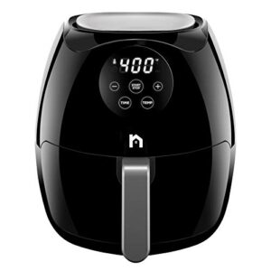 new house kitchen digital 3.5 liter air fryer w/ flat basket, touch screen airfryer, non-stick dishwasher-safe basket, use less oil for fast healthier food, 60 min timer & auto shut off, black