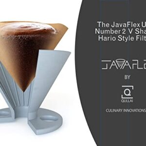 Qullai The Original JavaFlex Premium Foldable Silicone Pour Over Coffee Maker and Storage Pouch. Uses #2 V60 Cone Coffee Filters