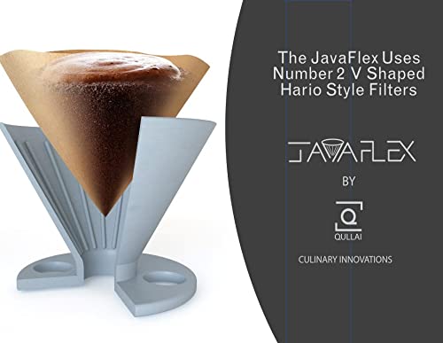 Qullai The Original JavaFlex Premium Foldable Silicone Pour Over Coffee Maker and Storage Pouch. Uses #2 V60 Cone Coffee Filters