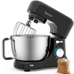 stand mixer, zuccie 4.8qt kitchen electric stand mixer, 380w motor power food mixer, 8+p-speed dough mixer with dough hook, wire whip & beater, black