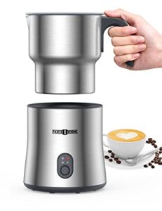 paris rhône milk frother and steamer, 𝟓𝟎𝟎𝐌𝐋/𝟏𝟔.𝟗𝐎𝐙 𝐃𝐞𝐭𝐚𝐜𝐡𝐚𝐛𝐥𝐞 hot chocolate maker, electric milk warmer, hot cocoa maker, stainless steel hot/cold foam maker, dishwasher safe