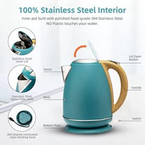 SULIVES 1500W Electric Kettle with 1.7L Capacity, LED Light Indicator, Auto Shut-Off and Dry Protection, Stainless Steel Interior and BPA-Free, Cordless Design, Fast Boiling Water Kettle for Daily Use