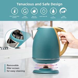 SULIVES 1500W Electric Kettle with 1.7L Capacity, LED Light Indicator, Auto Shut-Off and Dry Protection, Stainless Steel Interior and BPA-Free, Cordless Design, Fast Boiling Water Kettle for Daily Use