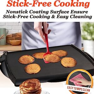 Extra-Large Nonstick Electric Griddle - 16-Slices of French Toast at One Time, Cooking Pancakes, Eggs, Bacon, Easy Cleaning