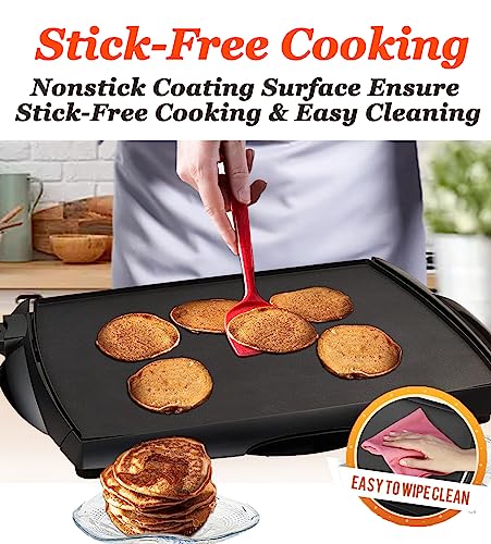 Extra-Large Nonstick Electric Griddle - 16-Slices of French Toast at One Time, Cooking Pancakes, Eggs, Bacon, Easy Cleaning