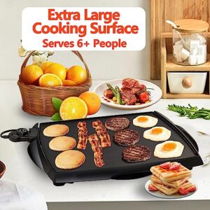 Extra-Large Nonstick Electric Griddle - 16-Slices of French Toast at One Time, Cooking Pancakes, Eggs, Bacon, Easy Cleaning