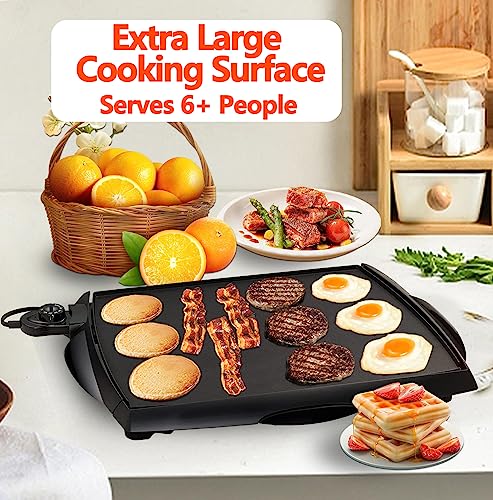 Extra-Large Nonstick Electric Griddle - 16-Slices of French Toast at One Time, Cooking Pancakes, Eggs, Bacon, Easy Cleaning