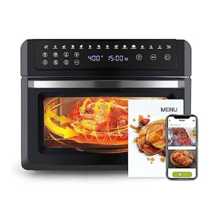 gevi air fryer toaster oven combo, large digital led screen convection oven with rotisserie and dehydrator, extra large capacity countertop oven with online recipes