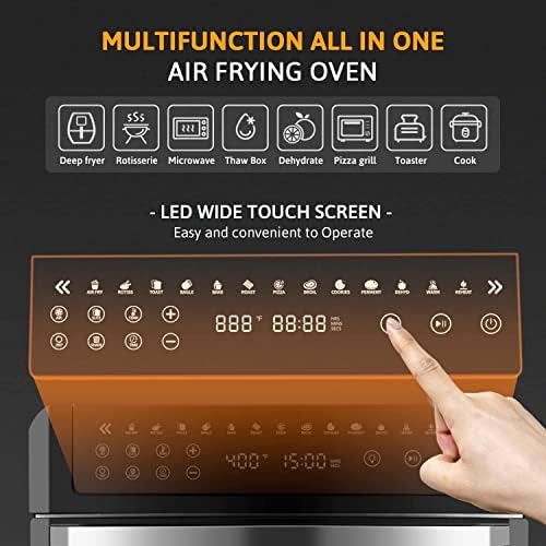 Gevi Air Fryer Toaster Oven Combo, Large Digital LED Screen Convection Oven with Rotisserie and Dehydrator, Extra Large Capacity Countertop Oven with Online Recipes