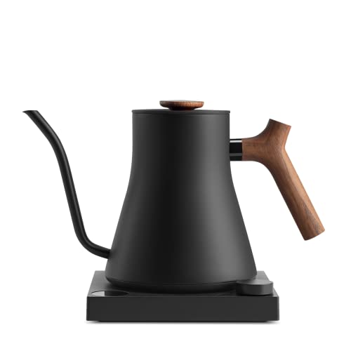 Fellow Stagg EKG Pro Electric Gooseneck Kettle - Pour-Over Coffee and Tea Pot, Stainless Steel, Quick Heating, Matte Black with Walnut Wood Handle, 0.9 Liter