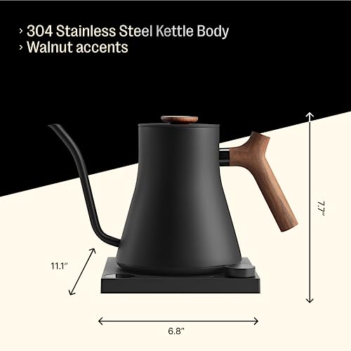 Fellow Stagg EKG Pro Electric Gooseneck Kettle - Pour-Over Coffee and Tea Pot, Stainless Steel, Quick Heating, Matte Black with Walnut Wood Handle, 0.9 Liter