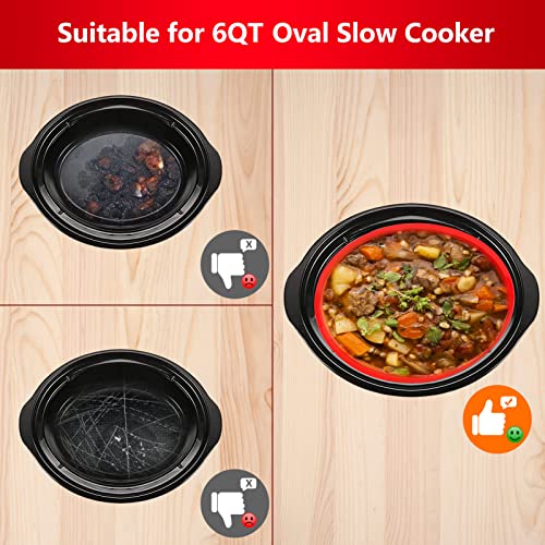 Silicone Slow Cooker Liners,HOUPEACE Reusable&Leekproof Cooking Liners with Mitts Fit for 6QT Oval Crock-Pot,Hamil-ton Beach Slow Cooker(2Pack)