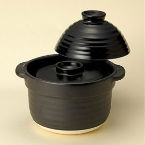 せともの本舗 rice cooked black 2 cups [8.1 x 6.5 x 6.4 inches (20.5 x 16.5 x 16.3 cm), 4.9 oz (1,430 g), rice pot] | restaurant, ryokan, japanese tableware, restaurant, stylish, tableware, commercial use