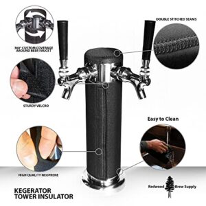 Kegerator Tower Insulator for Beer Tower - Neoprene Design - Perfect Fit for Kegerator Tap Tower - Easy to Use Beer Tower Cooler Accessory (3.0" Diameter Beer Tower)