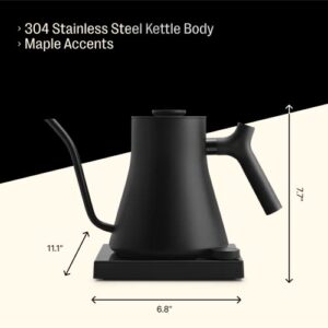 Fellow Stagg EKG Pro Studio Electric Gooseneck Kettle - Pour-Over Coffee and Tea Pot, Stainless Steel, Quick Heating, Matte Black with Walnut Wood Handle, 0.9 Liter